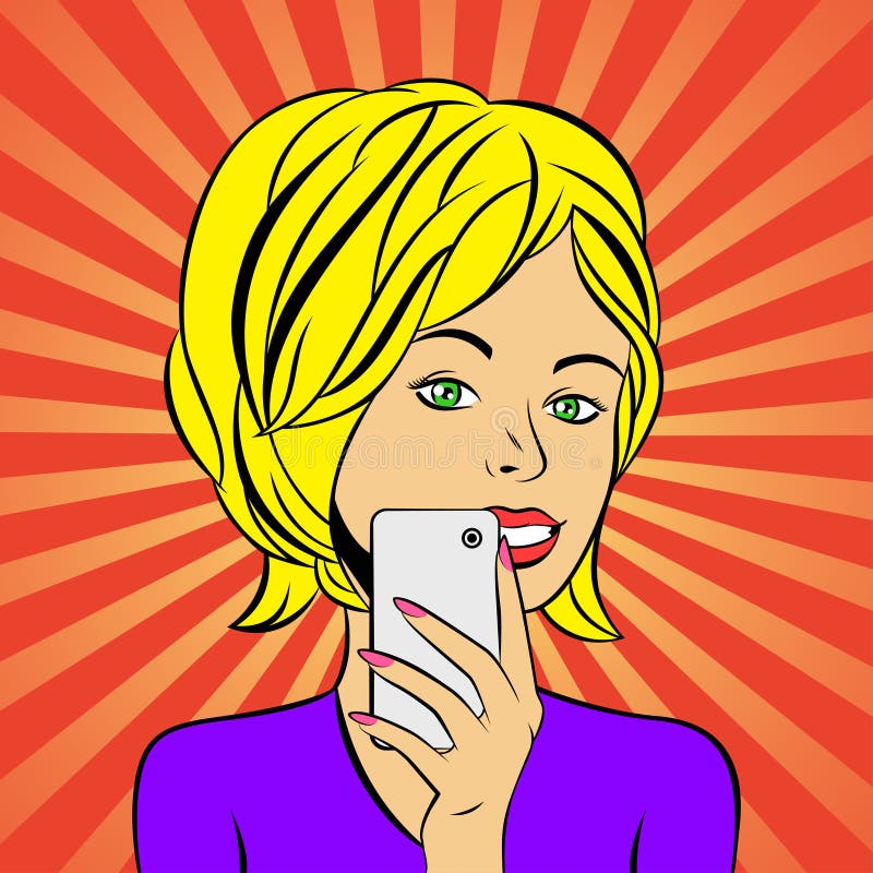 Vector Illustration Of Young Woman Making Selfie Stock Vector