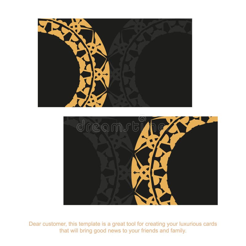 Black Business Card with Brown Indian Pattern Stock Vector ...