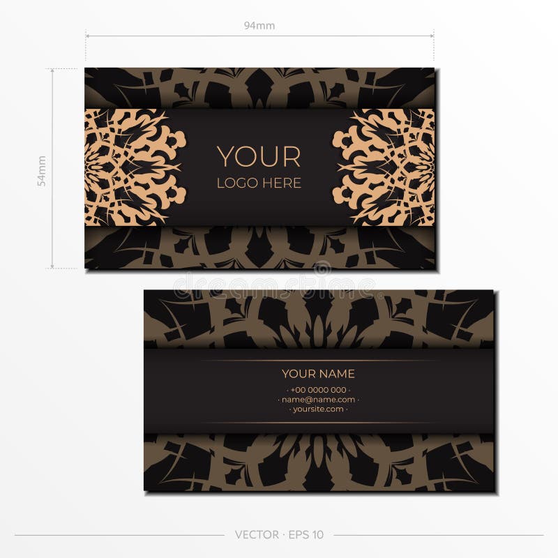 Black Business Card Design with Luxurious Patterns. Vector Presentable ...