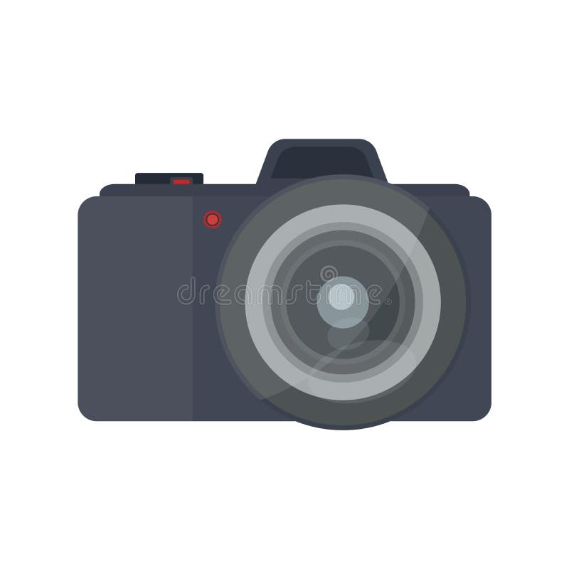 The Black Camera. the Camera is Isolated on a White Background. Front ...