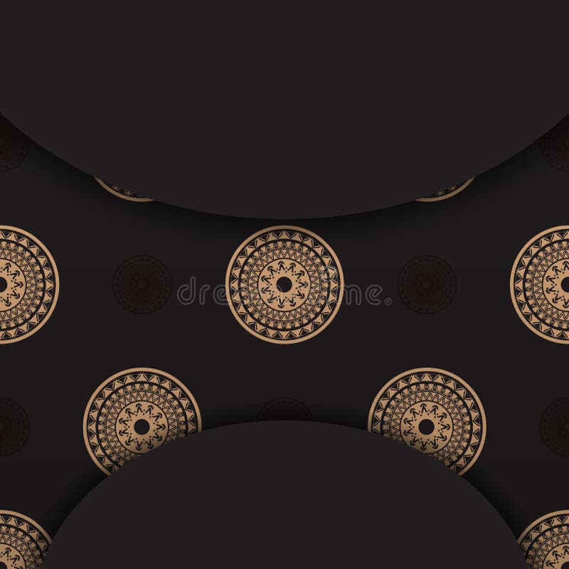 Black Color Flyer Template with Brown Vintage Pattern Stock Vector ...