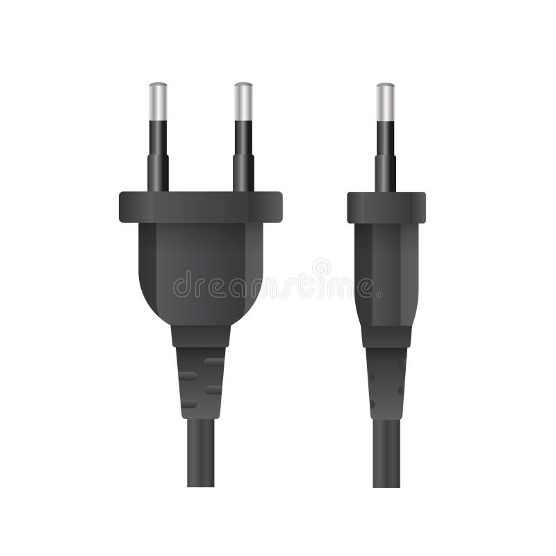 Black Plug for Euro Socket. Realistic Plug for Euro Sample Socket ...