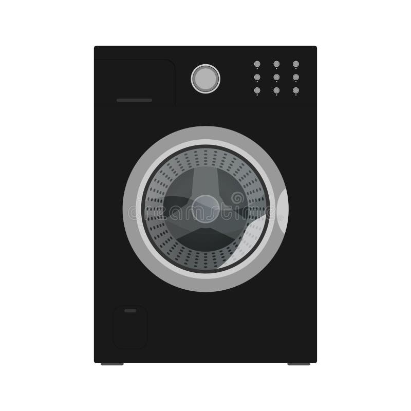 Black Washing Machine Isolated on a White Background. Realistic Vector ...