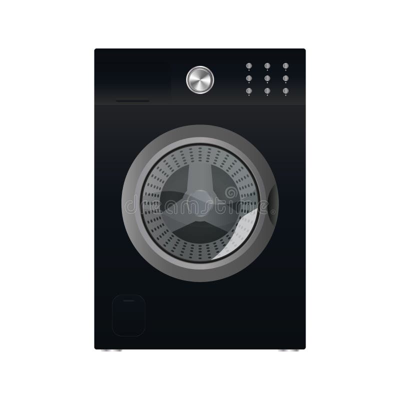 Black Washing Machine Isolated on a White Background. Realistic Vector ...