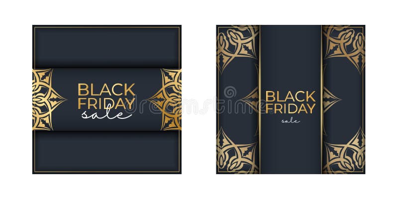 Celebratory Advertising for Black Friday Dark Blue with Luxurious Gold ...