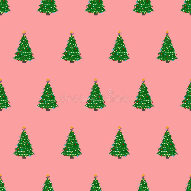 Christmas Tree Seamless Pattern. Endless Background on a Christmas ...