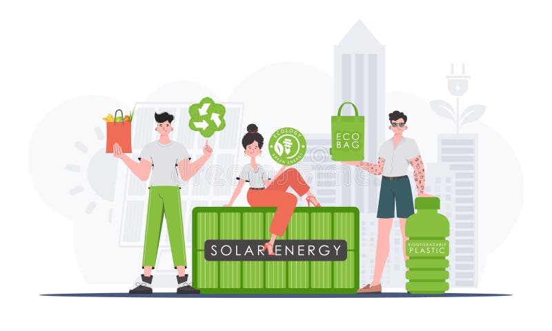 Concept of Green World and Ecology. ECO Team. Flat Style. Vector. Stock ...