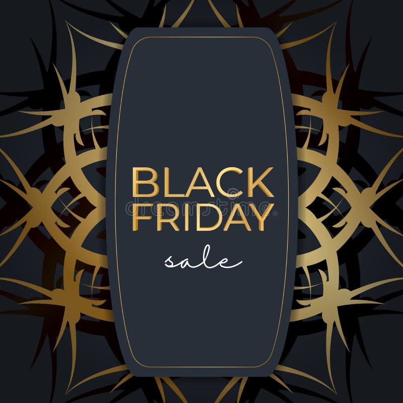 Festive Poster Black Friday Dark Blue with Abstract Gold Pattern Stock ...