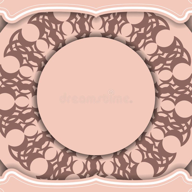 Greeting Brochure in Pink with Greek Pattern Prepared for Typography ...