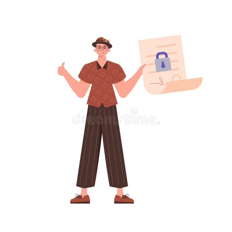 The Man is Holding a Document. Data Protection Concept. Smart Contract ...