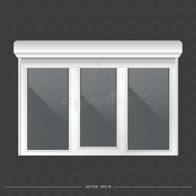 Open Roller Shutter on the Euro Window. Realistic Euro Window with ...
