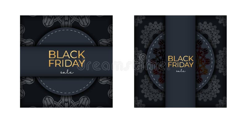 Poster Black Friday Dark Blue with Luxurious Pattern Stock Vector ...