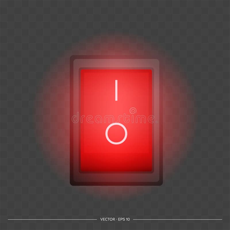 Red on and Off Button. the Red Power Button Lights Up. Isolated. Vector ...