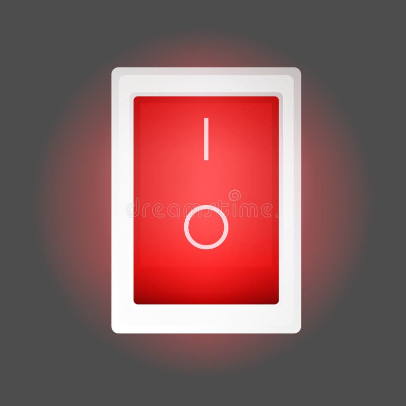 Red on and Off Button. the Red Power Button Lights Up. Isolated. Vector ...
