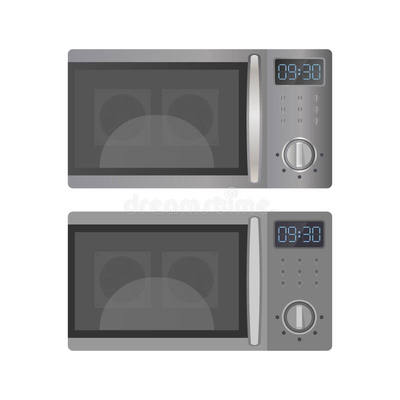 Set of Microwaves in a Realistic and Flat Style. Kitchen Microwave Oven ...