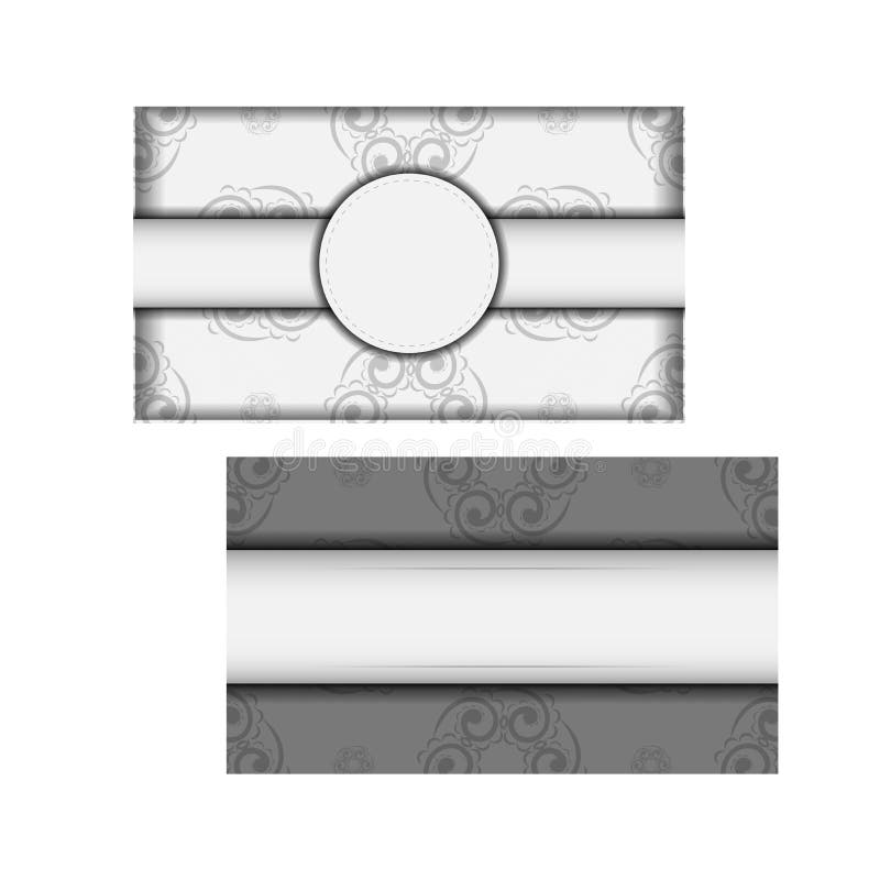 White Color Greeting Card with Black Abstract Pattern Stock Vector ...