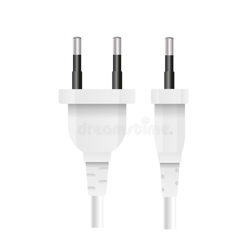 White Plug for Euro Socket. Realistic Plug for Euro Sample Socket ...