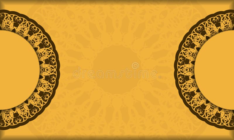 Yellow Background with Greek Brown Ornament for Design Under Your Text ...
