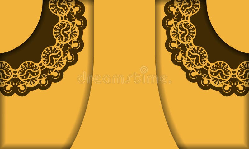 Yellow Background with Greek Brown Pattern and Space for Your Logo ...