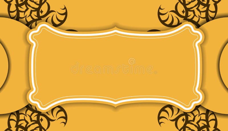 Yellow Color Banner with Vintage Brown Pattern for Design Under Logo or ...
