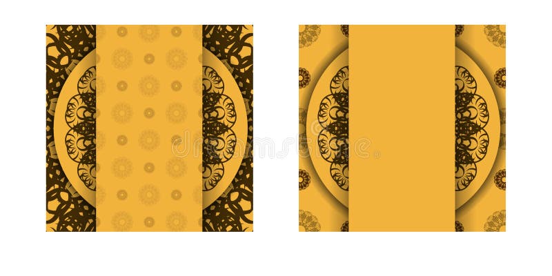 Yellow Color Brochure with Luxurious Brown Pattern for Your Design ...