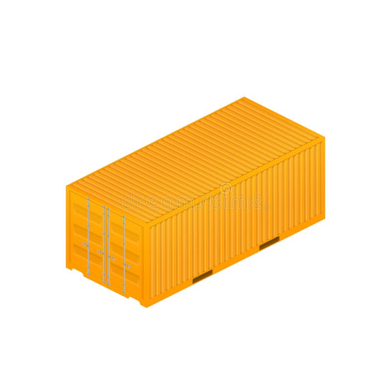 Yellow Freight Container. Large Container for Ship Isolated on a White ...