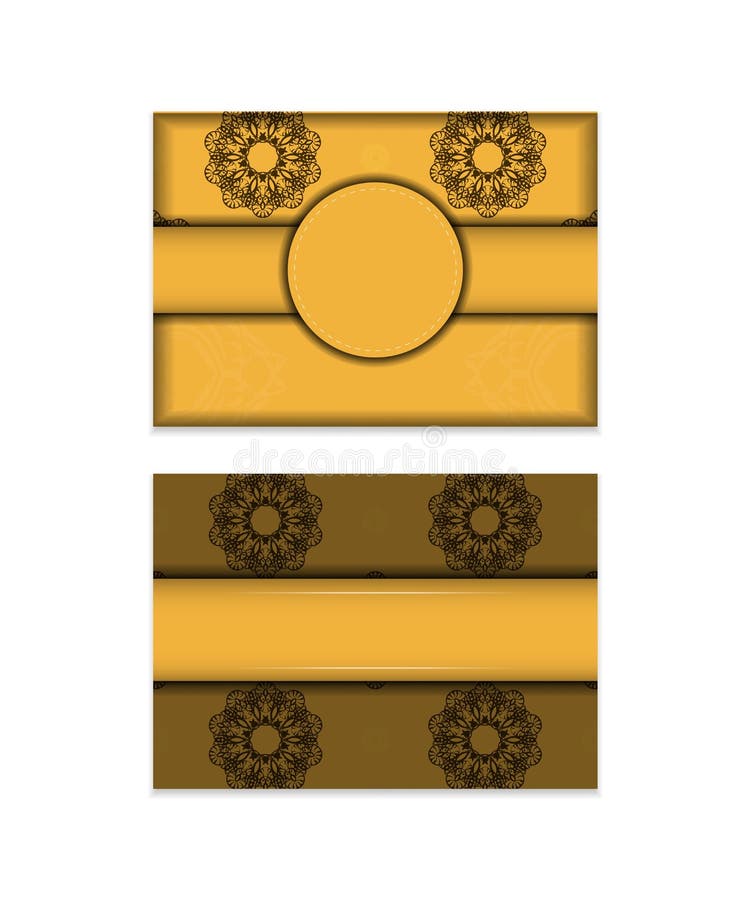 Yellow Leaflet with Abstract Brown Ornament for Your Congratulations ...