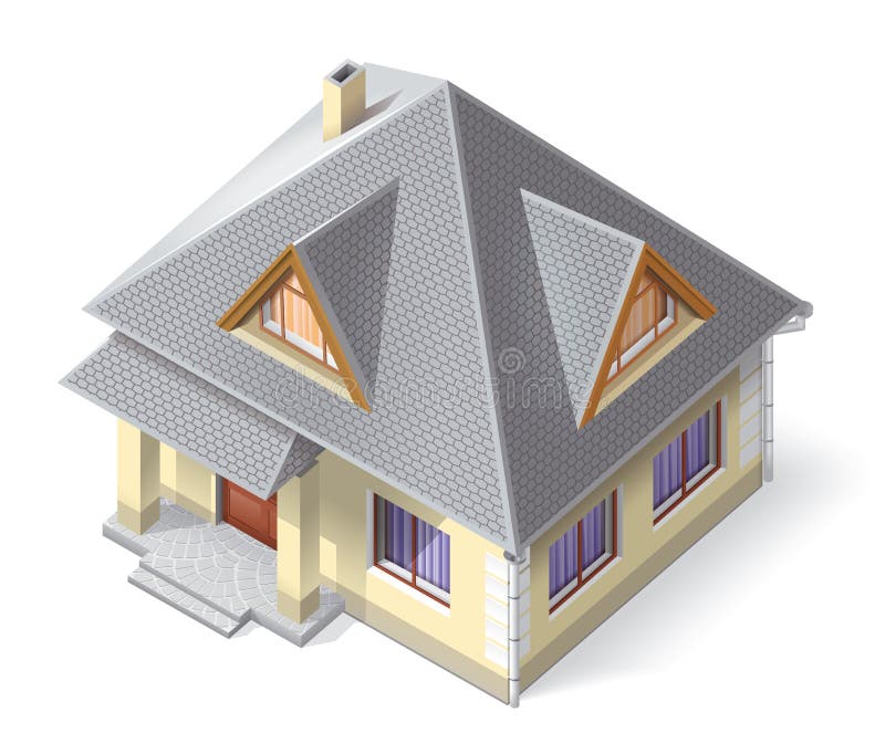 Illustration of a Detached Building. Top View Stock Vector ...