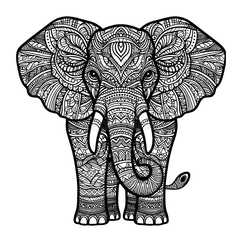 A Vector Illustration Zentangle Stylized Elephant Stock Illustration Illustration Of White