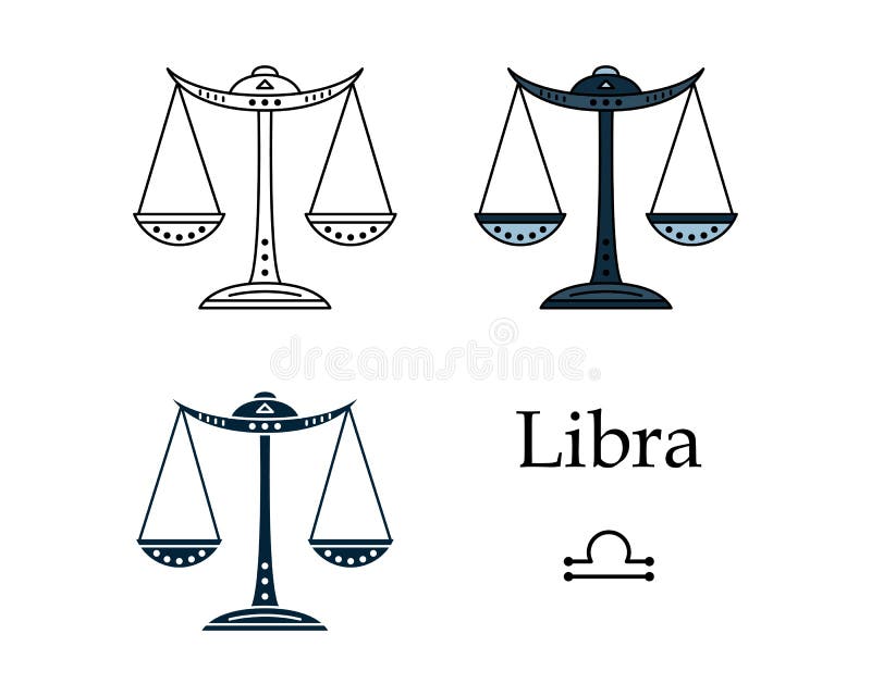 Vector Illustration of a Zodiac Sign Libra. Line Art, Simple Style ...