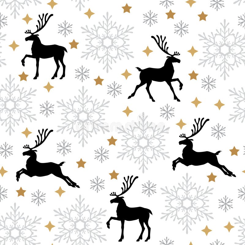 Christmas Pattern Seamless with Deer and Snowflakes Stock Vector ...