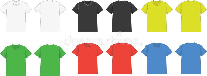 Vector Illustrations of Different Color T Shirts Isolated Stock Vector ...