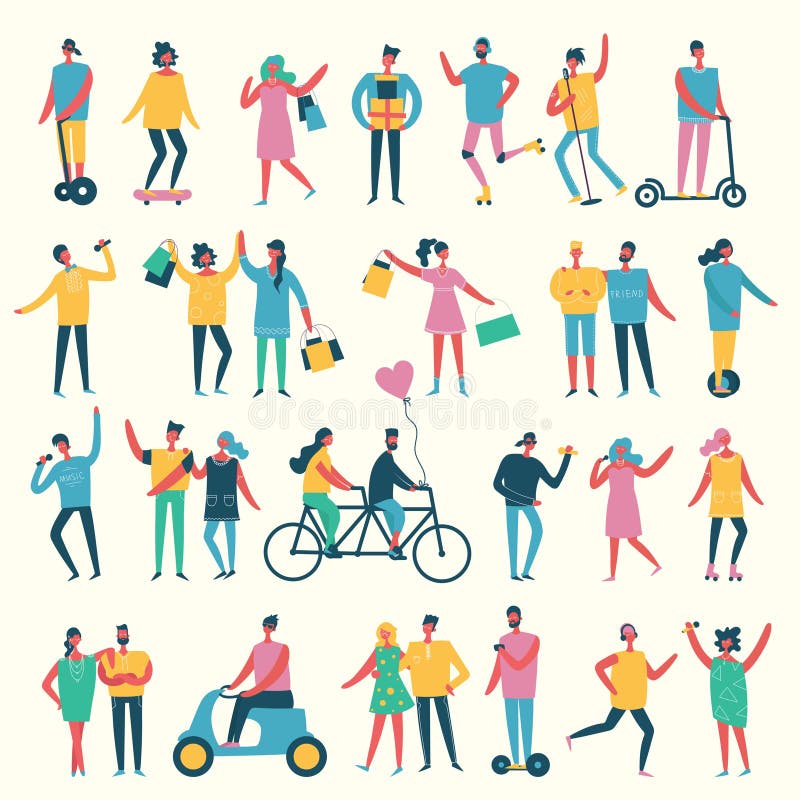 Set of Vector Illustrations of Different Activities People Stock Vector ...