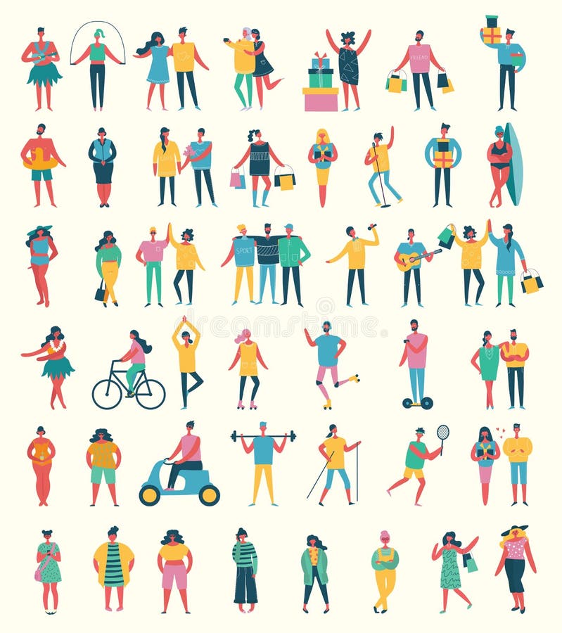 Set of Vector Illustrations of Different Activities People Stock Vector ...