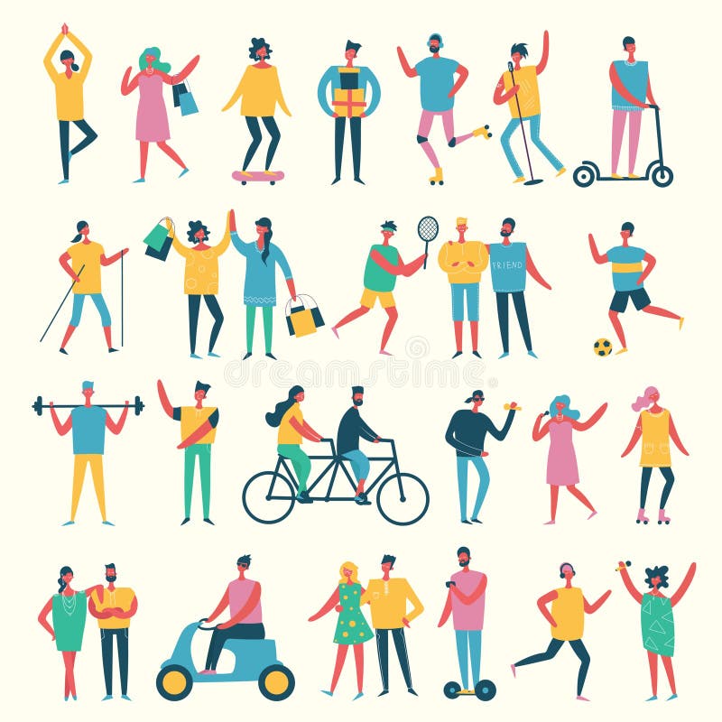 Set of Vector Illustrations of Different Activities People Stock Vector ...