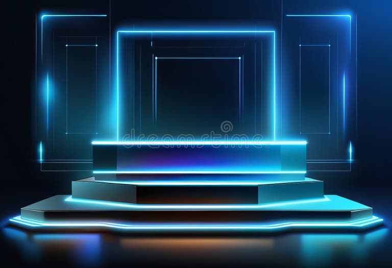 Vector Illustrations of Futuristic Digital Technology Stage with ...