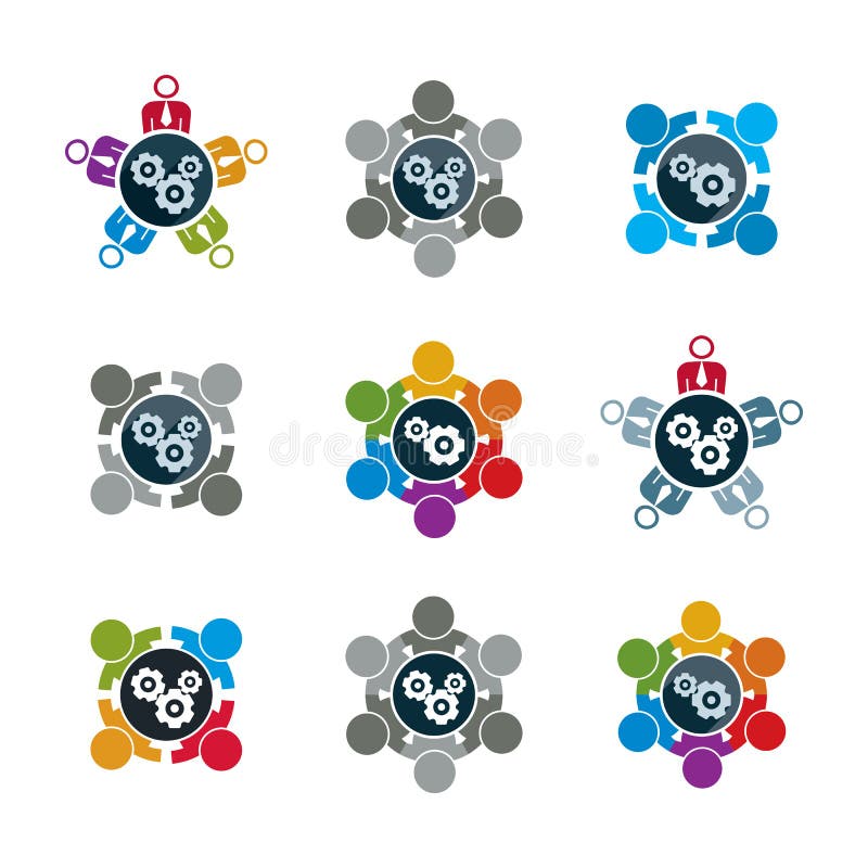 Vector Illustrations of Gears - Enterprise System Theme, Busine Stock ...