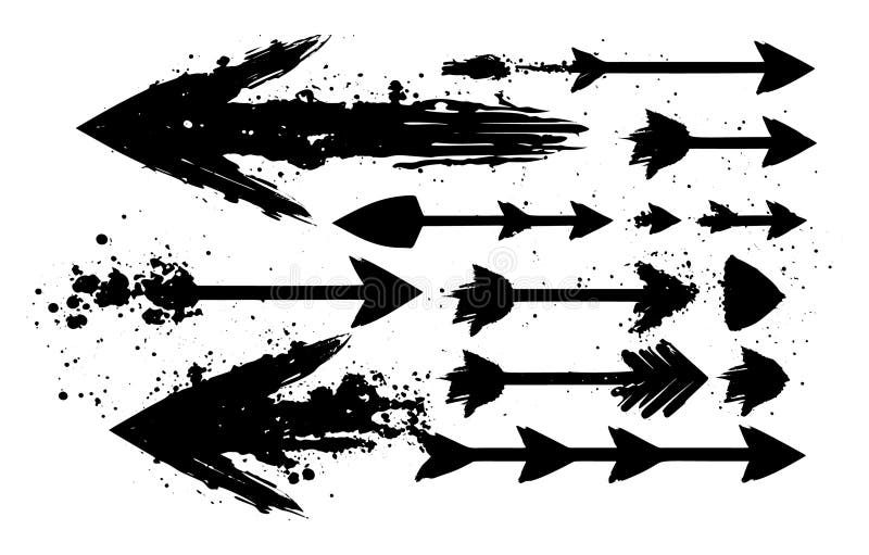 Vector Illustrations of Grunge Arrows with a Brushed or Painted Effect ...