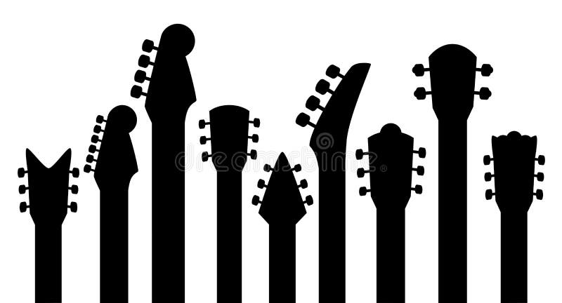 Vector Guitar Necks Silhouette Design Stock Vector - Illustration of ...