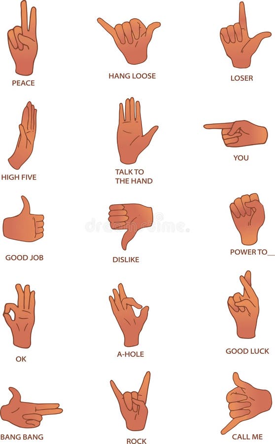 Gestures And Their Meaning Monochrome Icons In Set Collection For ...