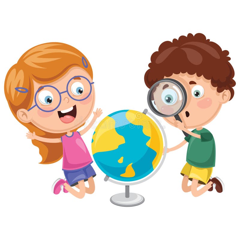 Vector Illustrations of Kids Having Geography Lesson Stock Vector ...