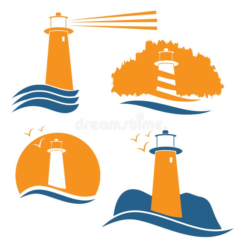 Colorful Lighthouse Symbols Set Stock Vector - Illustration of ...