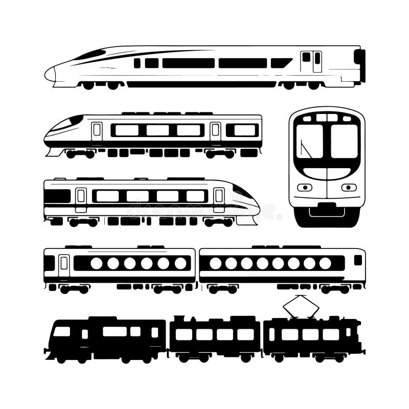 Vector Illustrations of Modern Trains Including High Speed Bullet ...