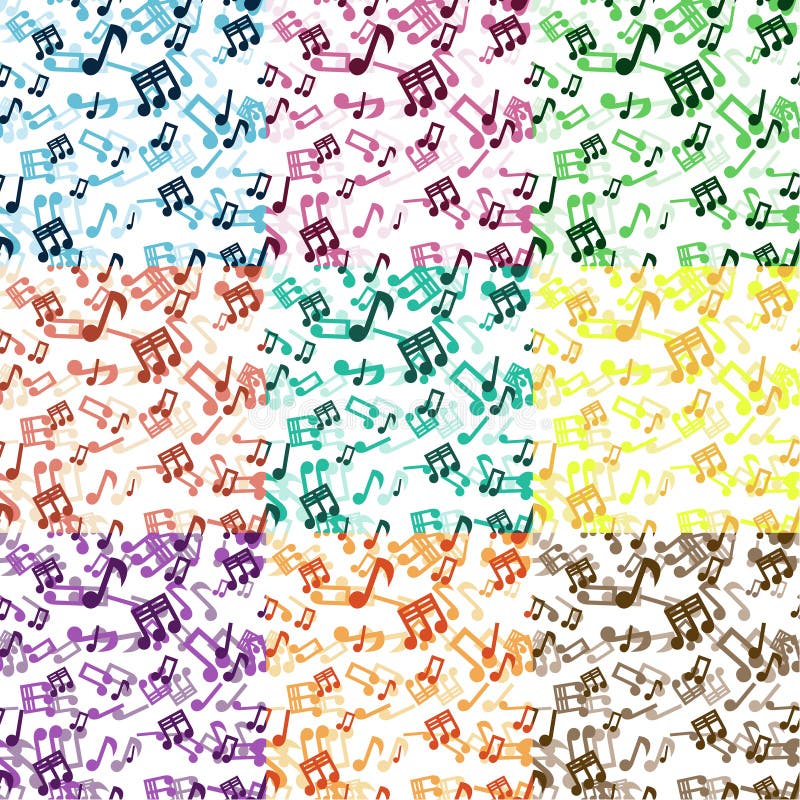 Set of 9 Musical Notes Seamless Patterns Stock Vector - Illustration of ...