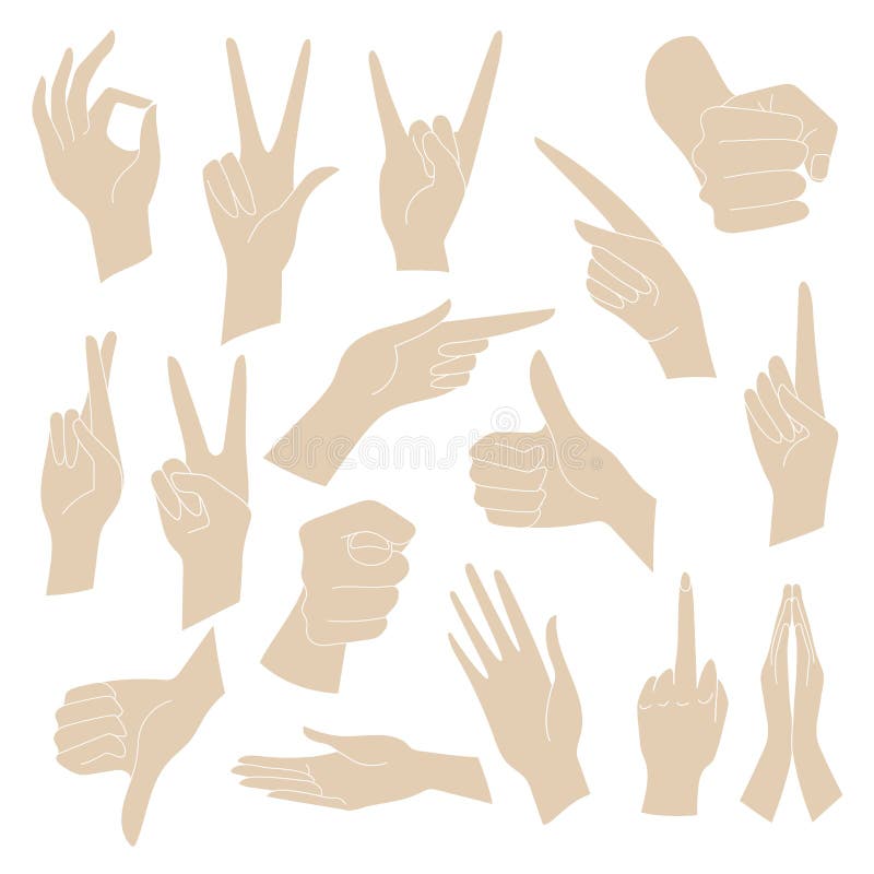 Vector Illustrations Set of Universal Gestures of Stock Vector ...