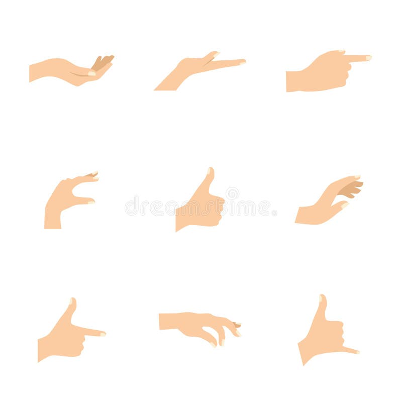 Vector Illustrations Set of Woman Hands in Various Stock Vector ...