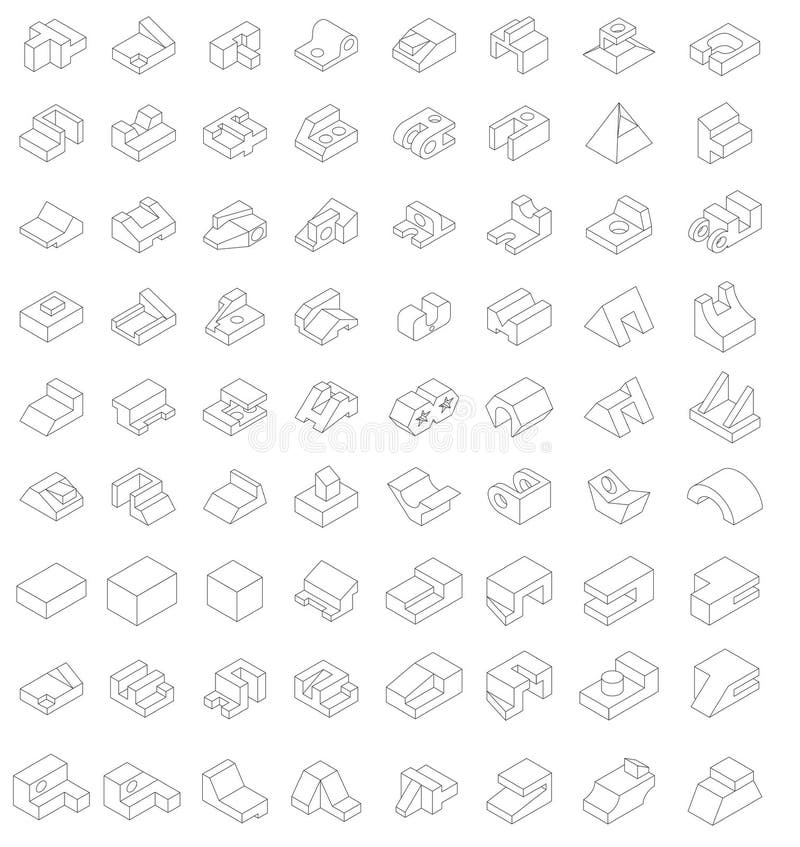 Isometric models - 1 stock vector. Illustration of hexagon - 210469245