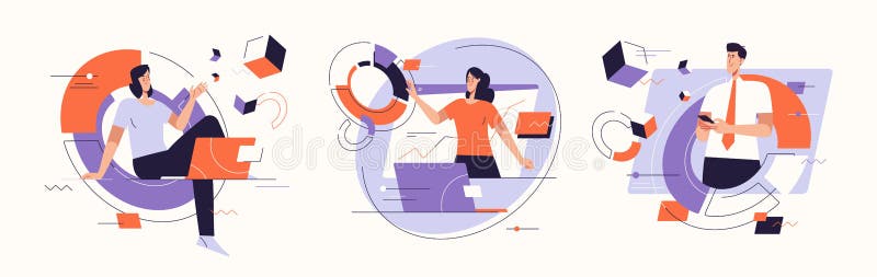 Vector Illustrations on the Subject of Data Gathering, Business ...