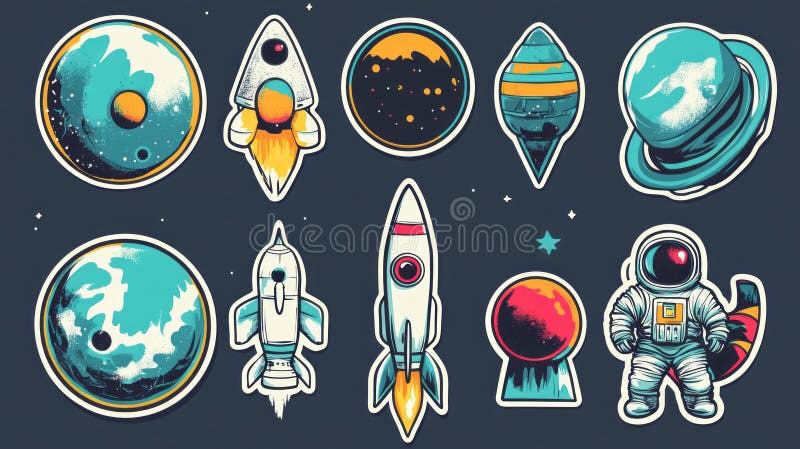 Vector Illustrations Templates of Peace an Astronaut, Spaceship, Rocket ...