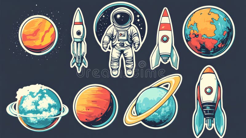 Vector Illustrations Templates of Peace an Astronaut, Spaceship, Rocket ...